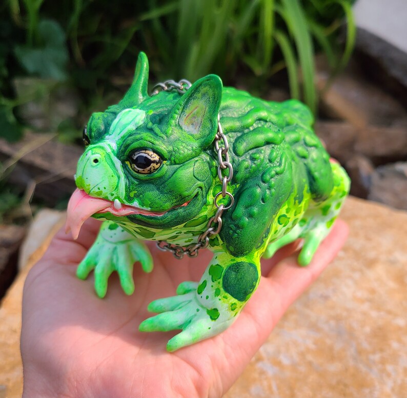 French Bullfrog Frog Handpainted Resin Statue - Multiple Size and Color ...