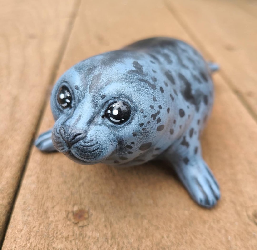 Sad Ringed Seal Figure - Hand Painted Resin Very Sad Seal - Etsy