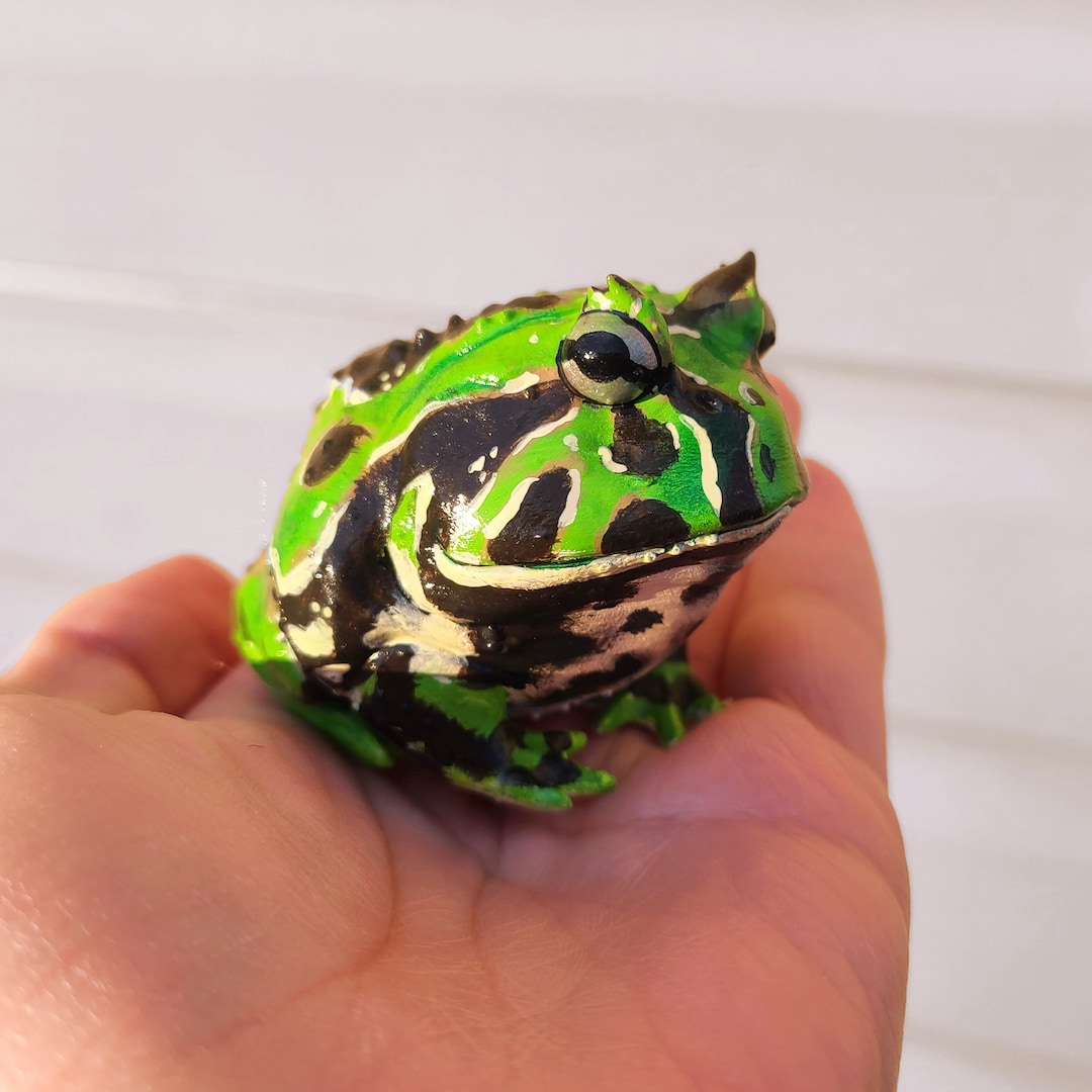 Green Pacman Frog Figure Realistic Handpainted Resin - Cute Desk Pet ...