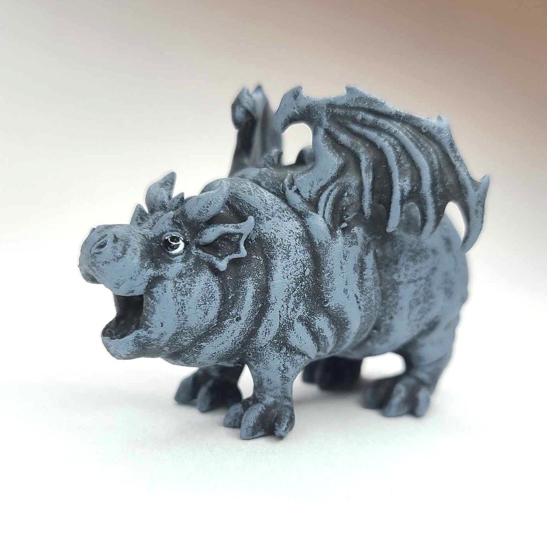 Moo Deng Gargoyle Pygmy Hippo Figure - Hand Painted Resin - Etsy