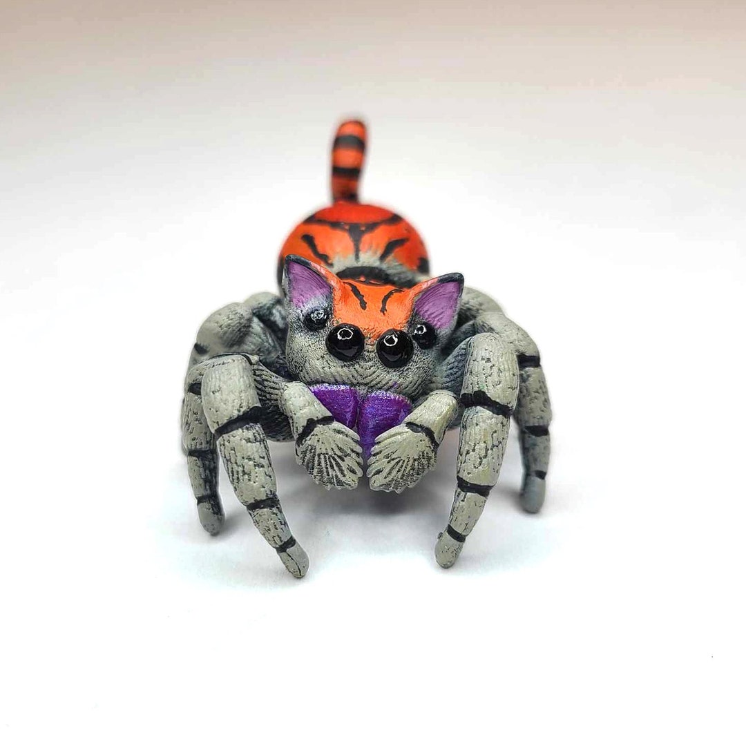 Regal Jumping Spider Kitty Figure - Cute Hand Painted Resin Spider ...