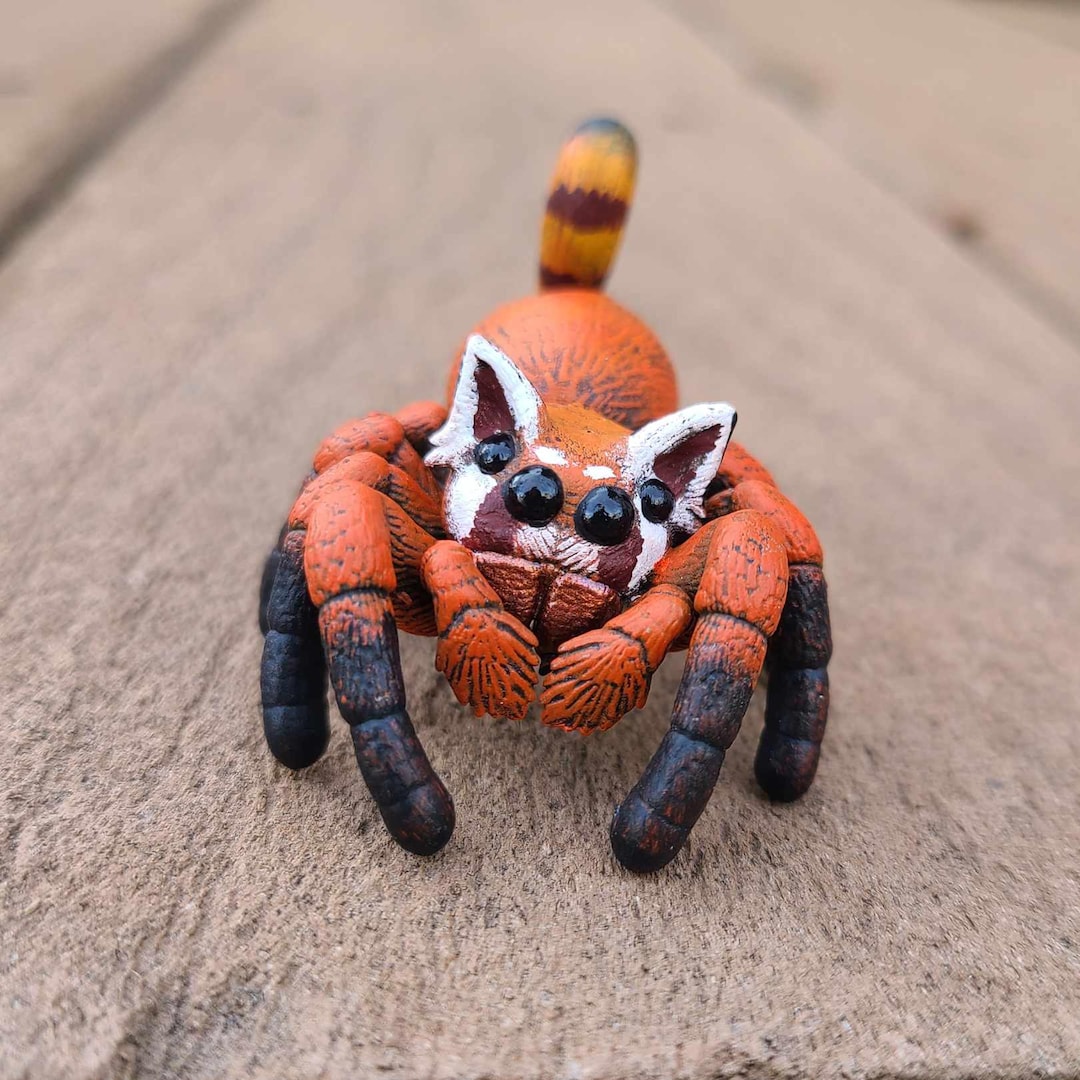 Red Panda Jumping Spider Figure - Cute Hand Painted Resin Spider Creature - Etsy