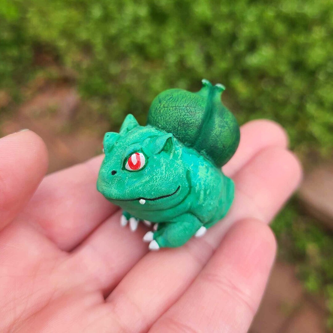 Bulbasaur Frog Figure Realistic Handpainted Resin Desk Pet Sculpture ...