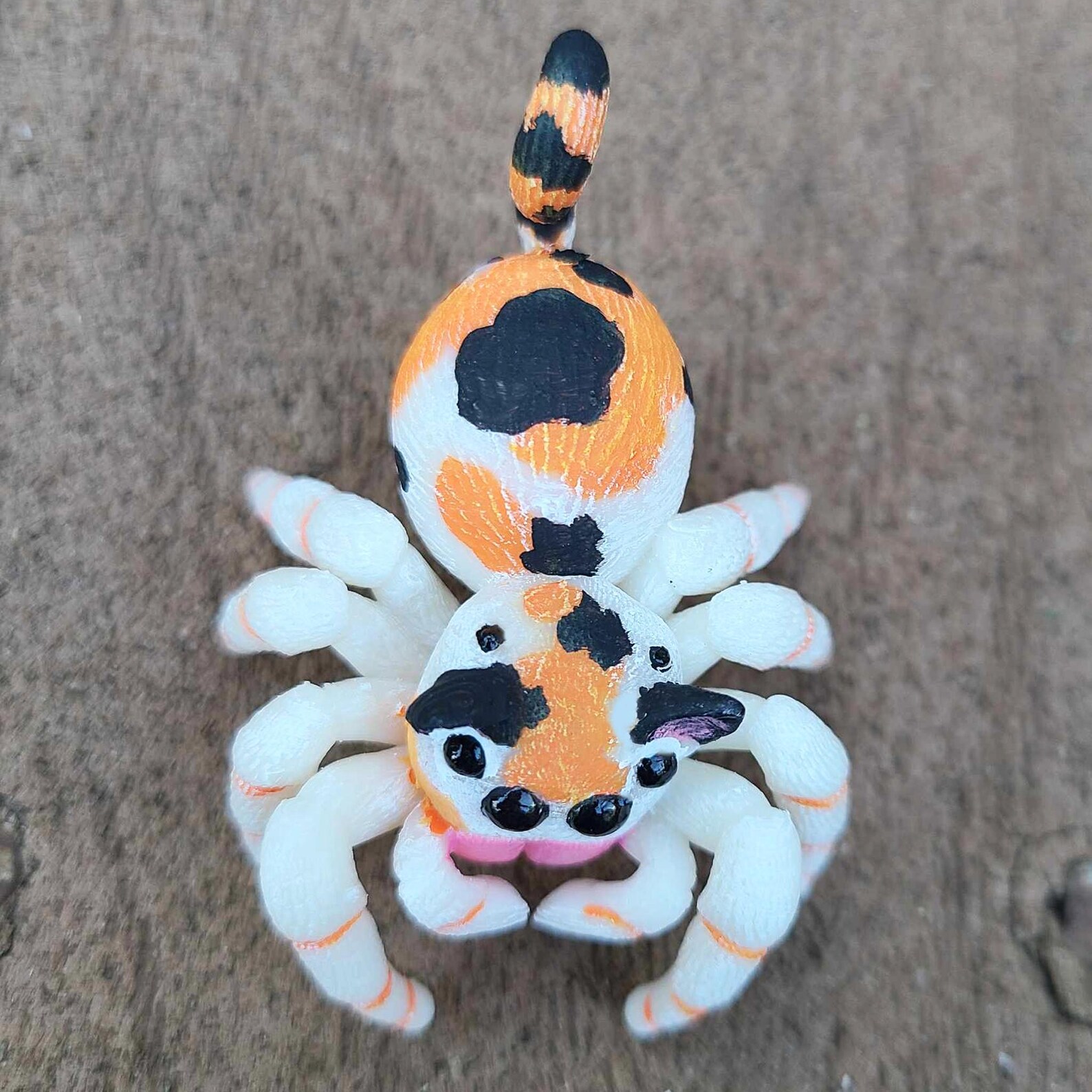 Calico Jumping Spider Kitty Figure - Cute Hand Painted Resin Spider ...