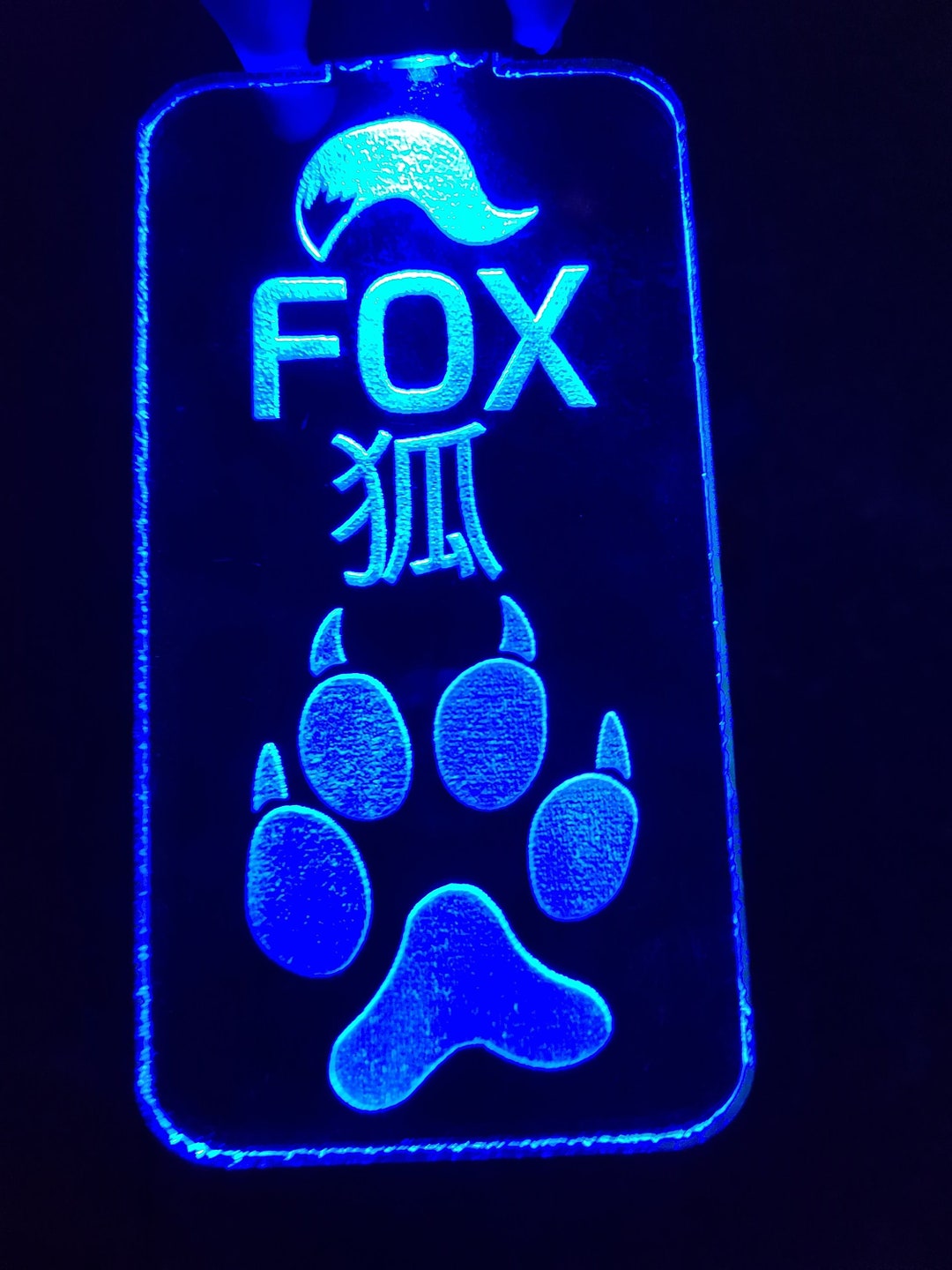 FOX Acrylic Rechargeable LED Badge - Color Changing Clear Laser Cut ...