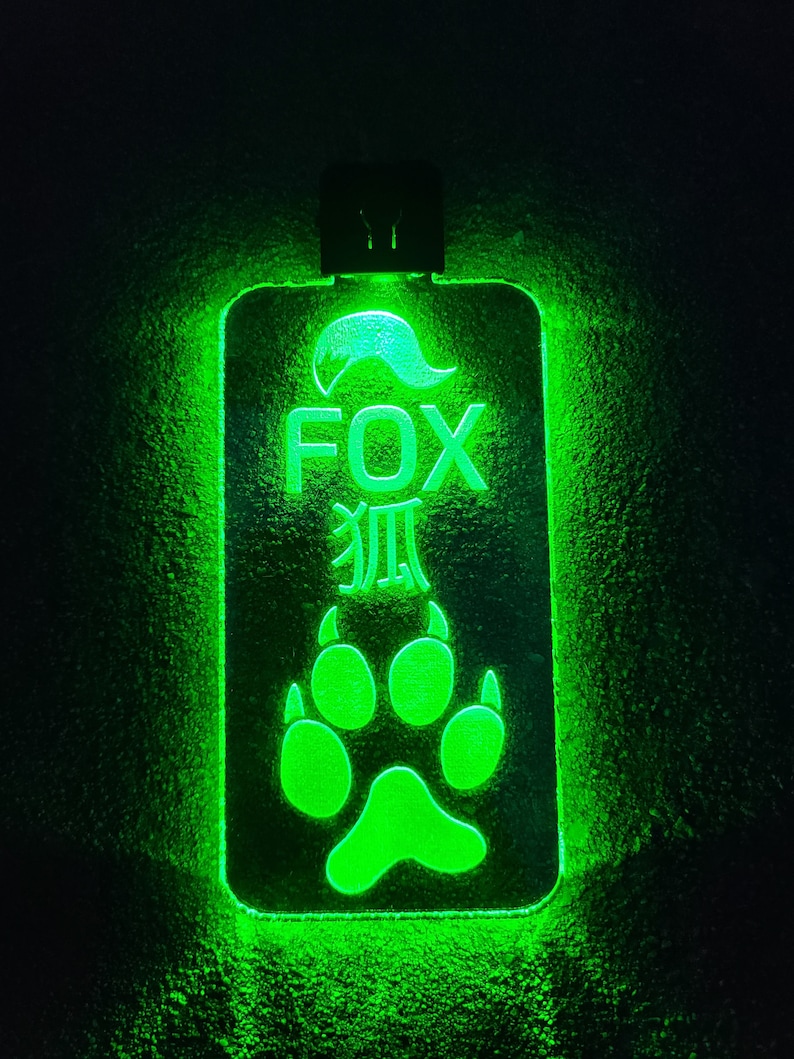 FOX Acrylic Rechargeable LED Badge Color Changing - Etsy