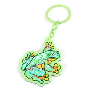 Fringe Leaf Frog Double-sided Keychain With Green Metal Keyring - Etsy