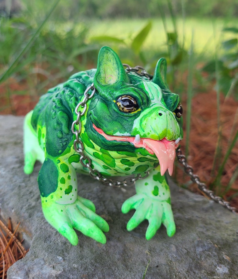 French Bullfrog Frog Handpainted Resin Statue - Multiple Size and Color ...