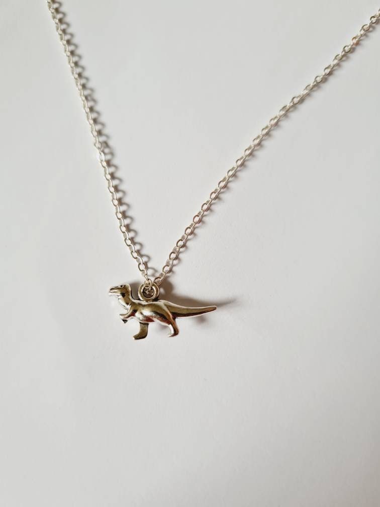 Silver T-rex Necklace Dinosaur Sciencefashiongift - Etsy