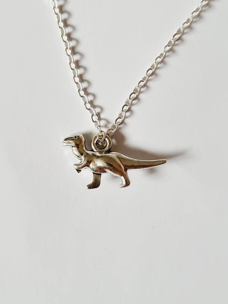 Silver T-rex Necklace Dinosaur Sciencefashiongift - Etsy