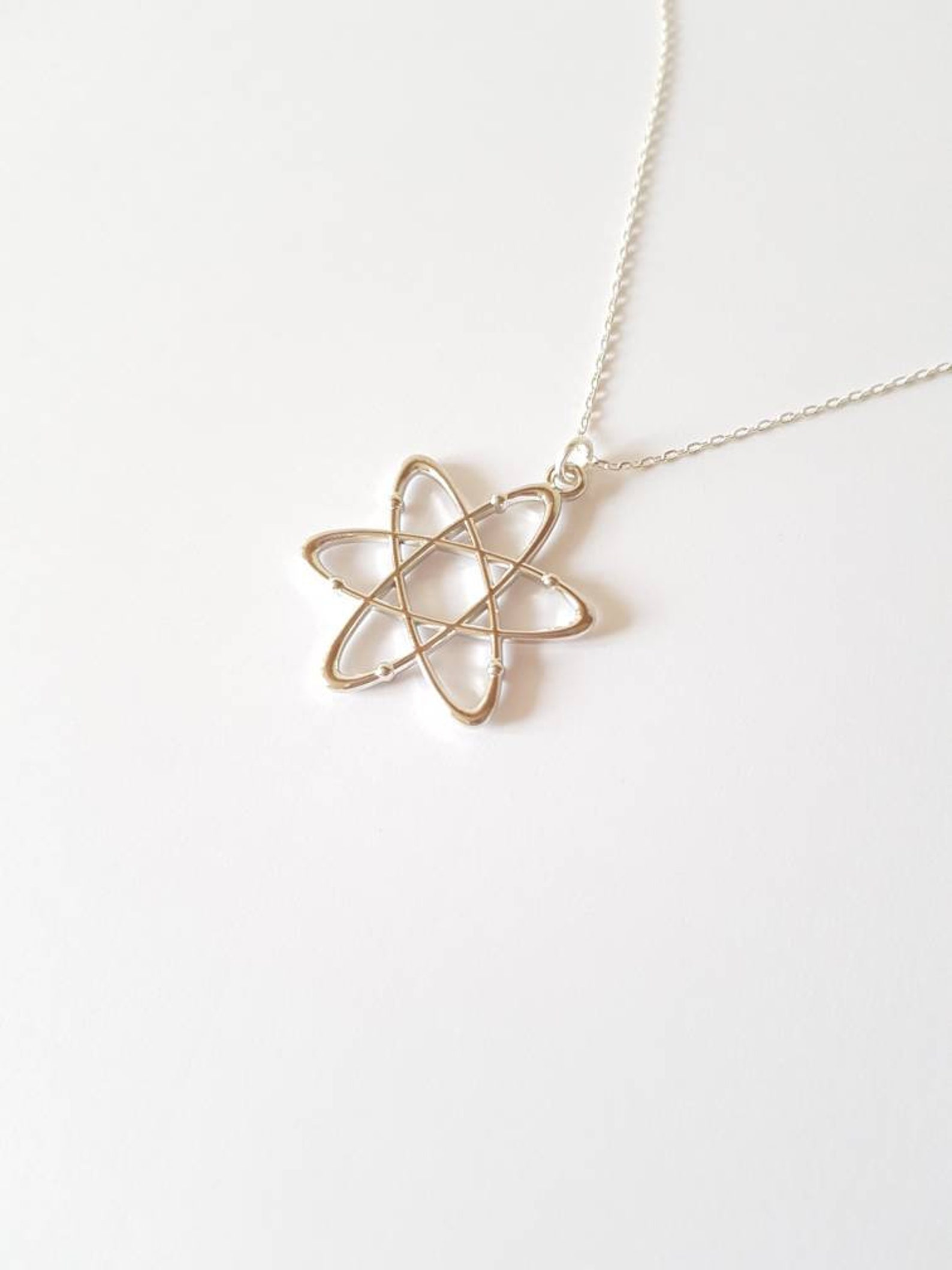 Silver Atom Chemistry Science Charm Necklace Geek Science - Etsy