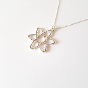 Silver Atom Chemistry Science Charm Necklace, Geek, Science Gift - Etsy