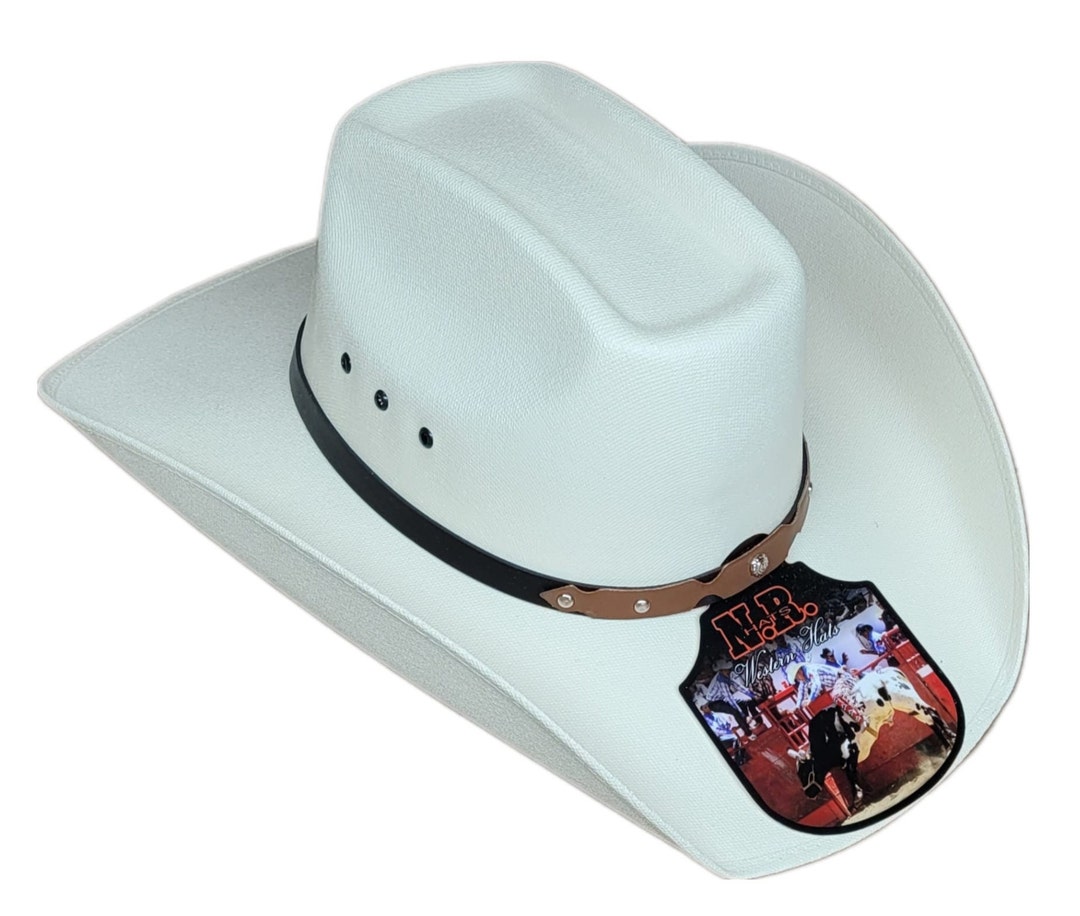 White Brick Cowboy Hat Old Murrieta Style White Canvas Vaquero Rodeo 8 ...