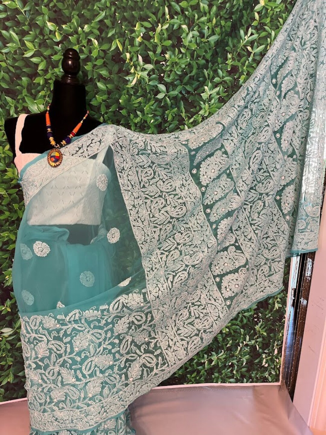 Lucknow Chikankari Sari,indian Ethnic Wear, Partywear Saree, Hand ...