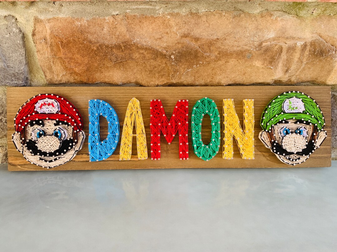 SUPER MARIO Kid's Custom Name Door Sign. Mario Bro's String Art. Kid's ...