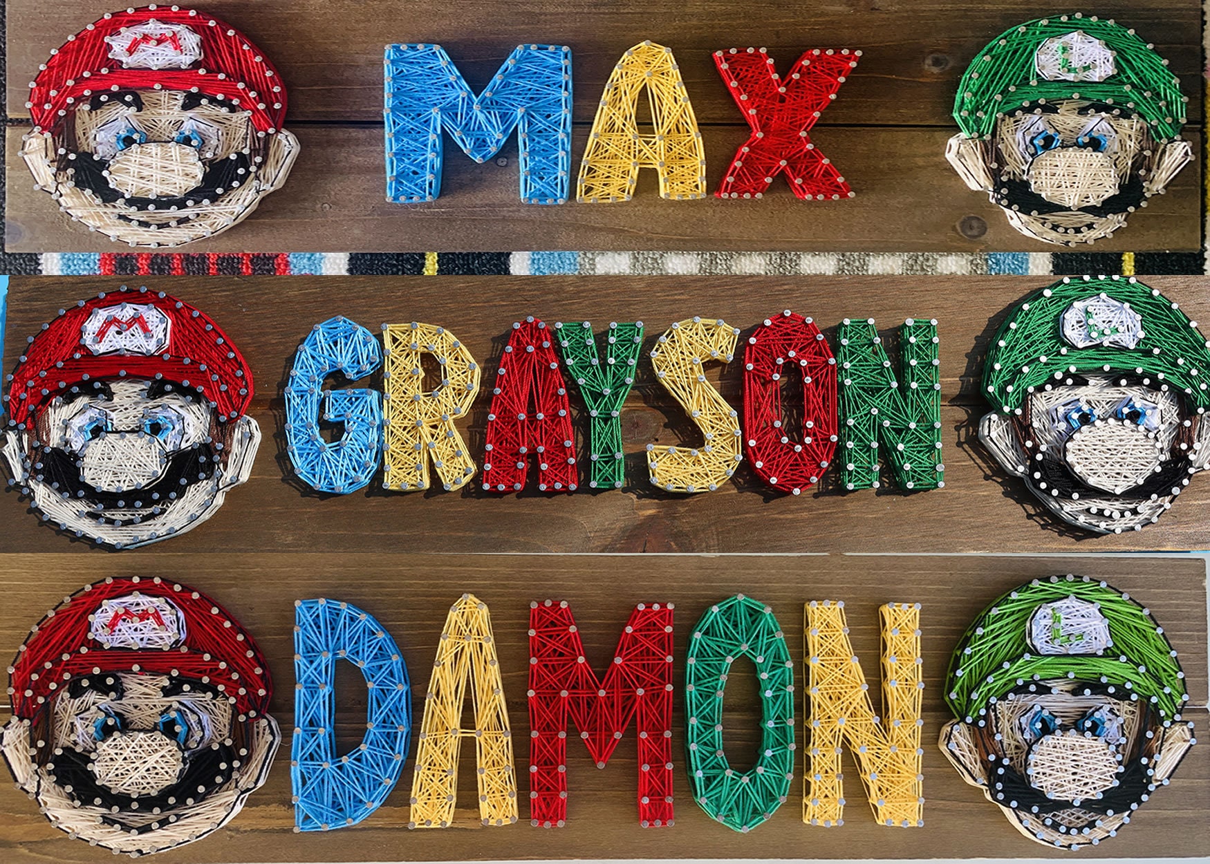 SUPER MARIO Kid's Custom Name Door Sign. Mario Bro's String Art. Kid's ...