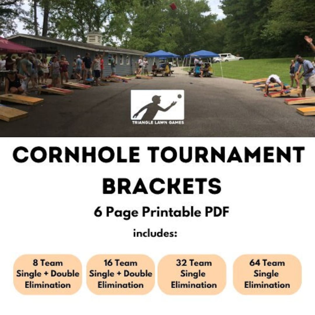 Downloadable PDF - 8, 16, 32, 64 Cornhole Tournament Printable Brackets ...
