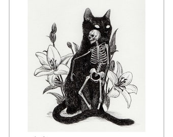 Gothic Black Cat Art - Etsy