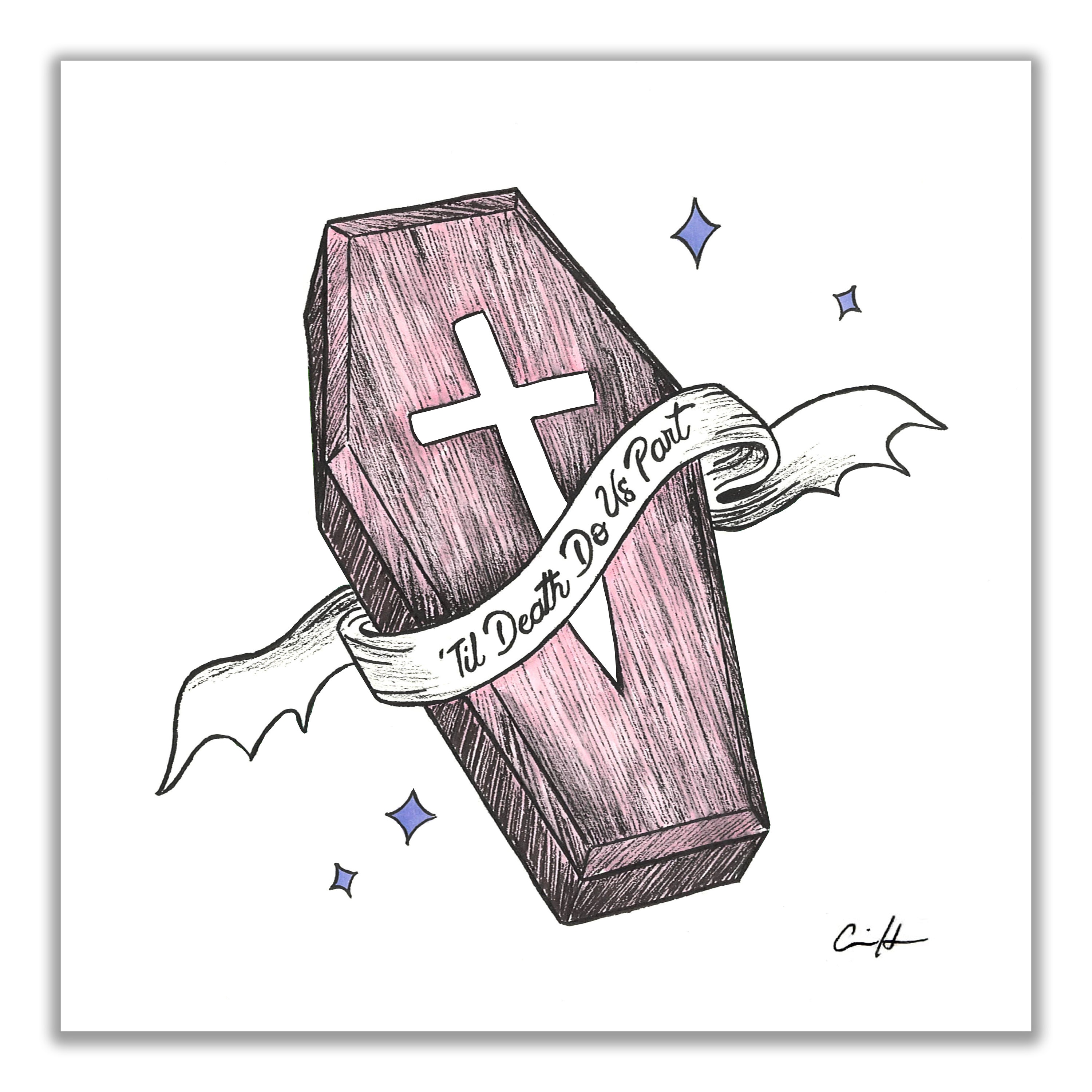 Gothic Coffin Drawing