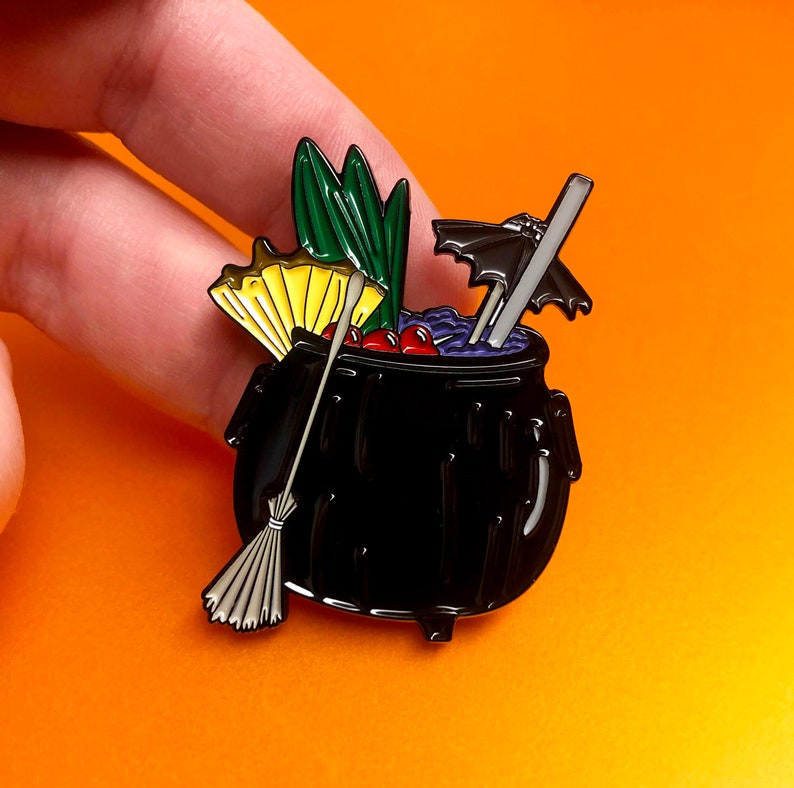 Halloween Tiki Witch Cauldron Enamel Pin Hallowtiki Tiki - Etsy