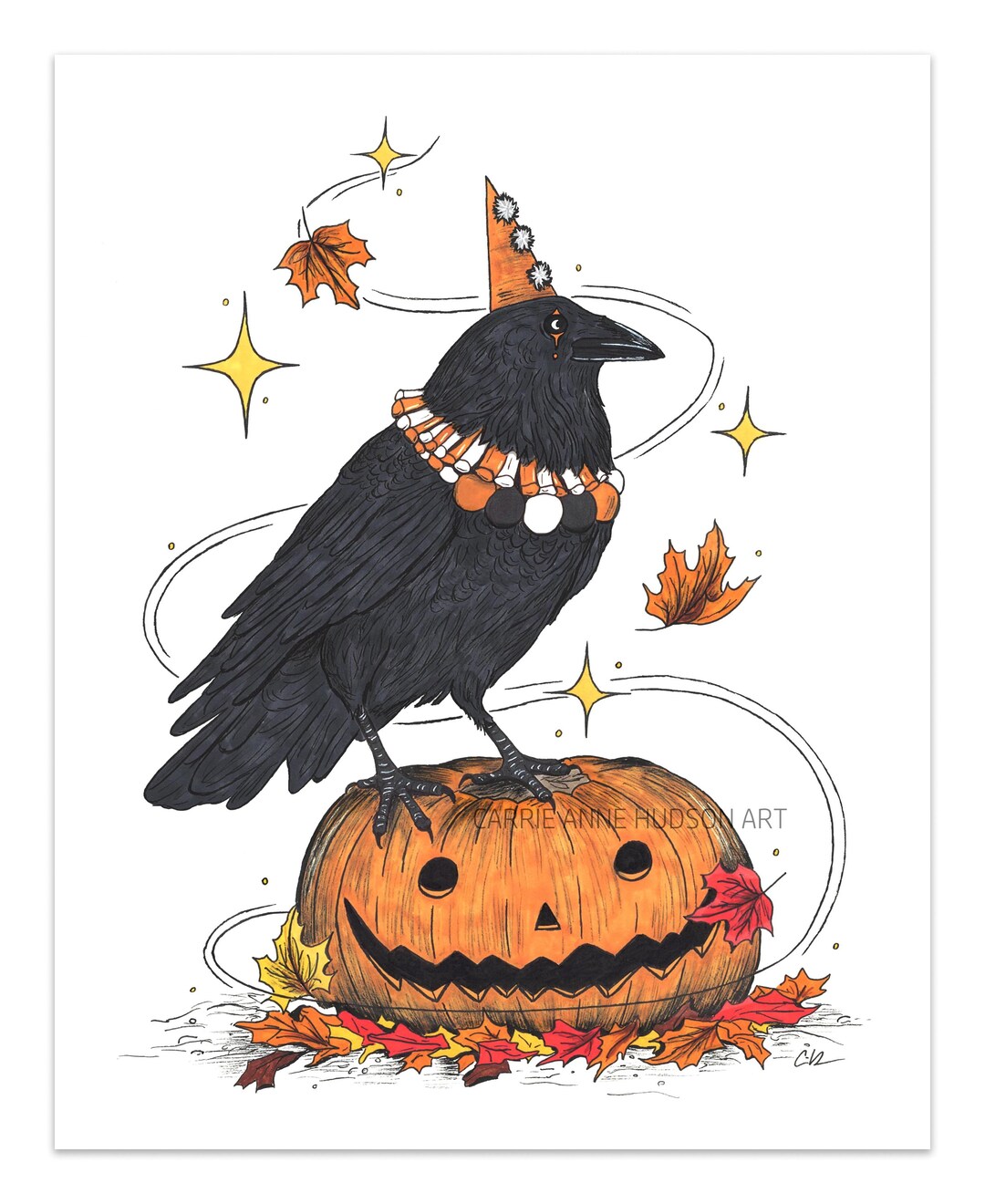 Halloween Raven Spooky Season Art Print - Crow Clown - Macabre Gothic ...