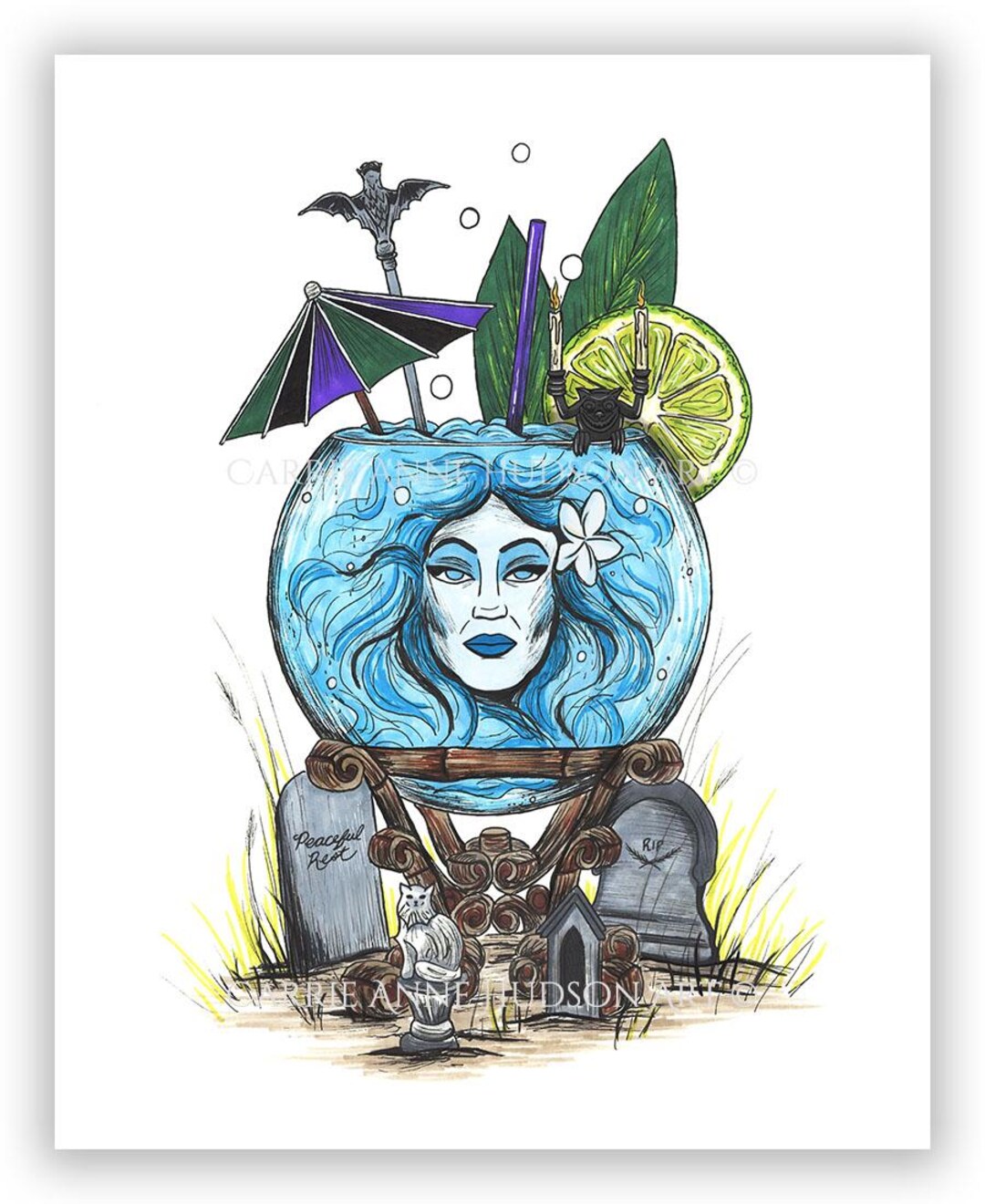 Madame Leota Haunted Mansion Inspired Tiki Art Print - Hallowtiki ...
