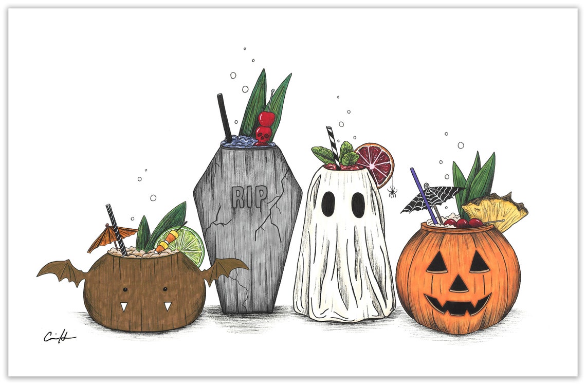 Halloween Tiki Art Prints Tiki Artwork Gothic Tiki 11 X - Etsy