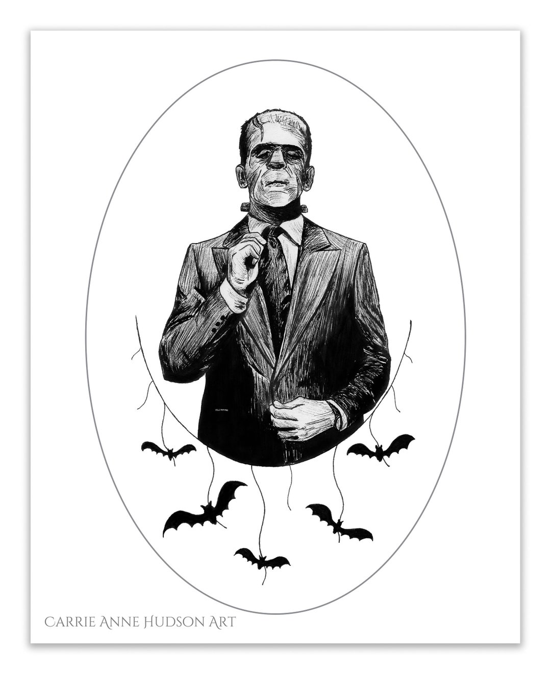 Gothic Art Print Frank 8x10 Fancy Frankenstein Illustration Universal ...