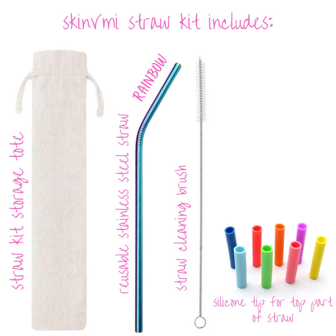 Reusable Straw Kit Metal Straw Stainless Steel Straw Rainbow Straw Gold ...