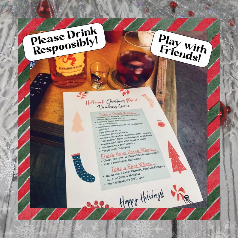 Christmas Movie Drinking Game Printable Sheet | Hallmark | Romance ...