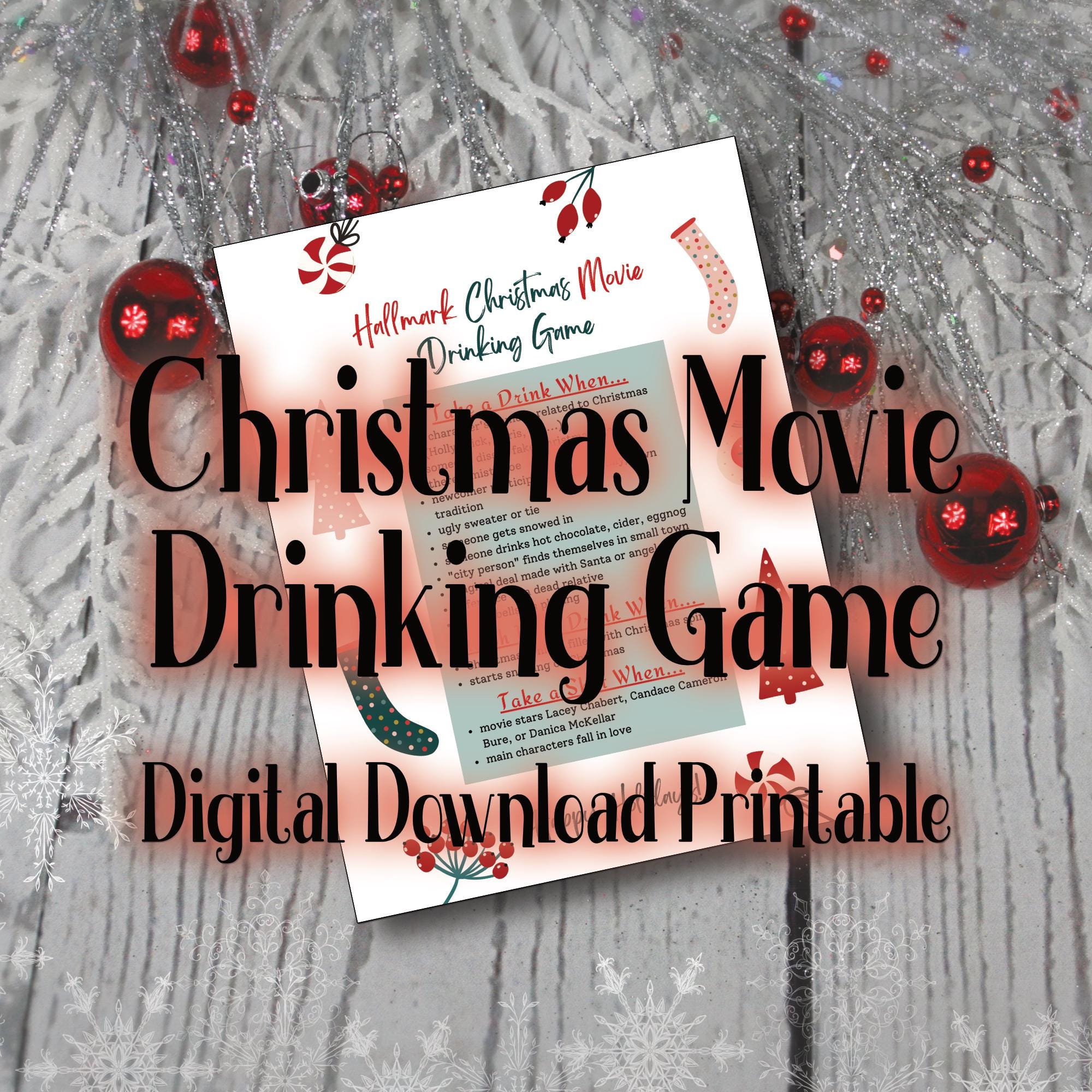 Christmas Movie Drinking Game Printable Sheet | Hallmark | Romance ...