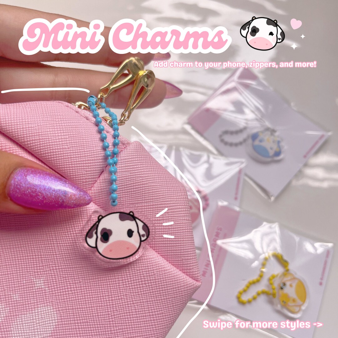 Daisy Cow & Friends Cute Mini Charms • Ball Chain Link Phone Zipper Bag ...
