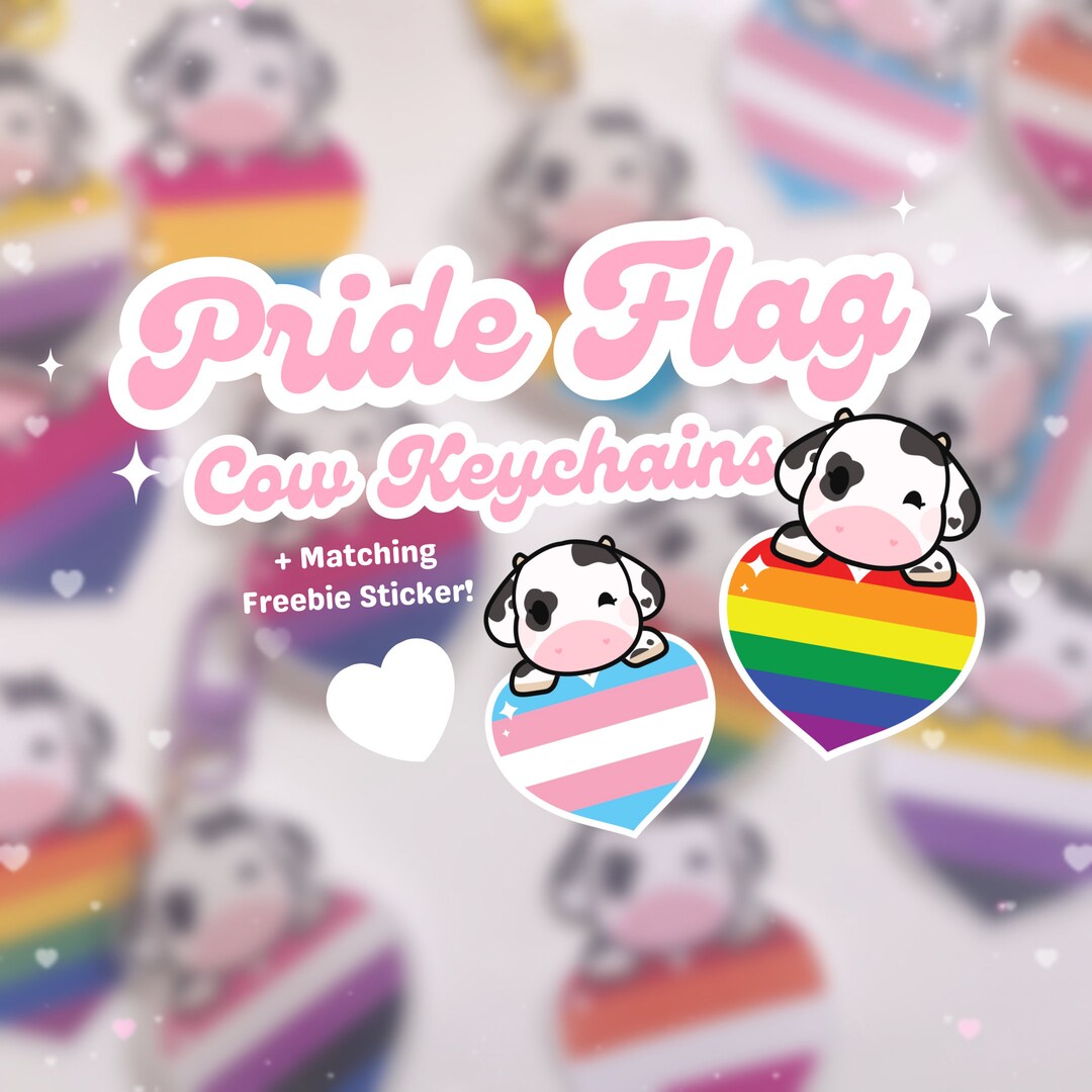Pride Flags Cow Heart Keychains Cute Ally Pride LGBTQ - Etsy