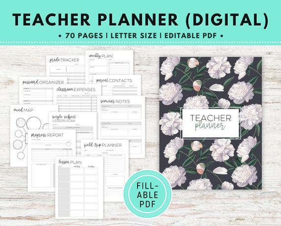Teacher Planner Fillable PDF Editable Lesson Planner - Etsy