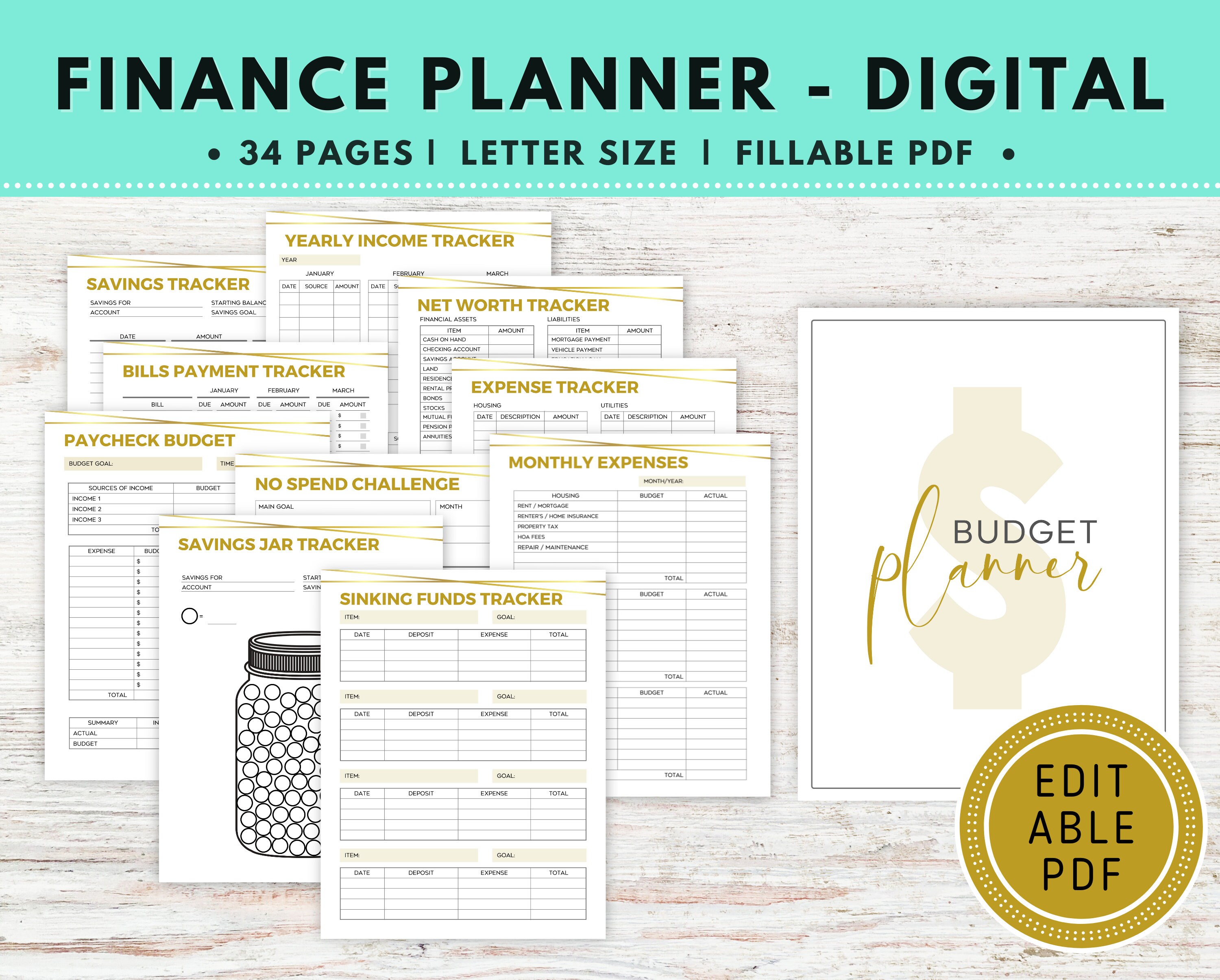 Finance Planner Editable PDF, Budget Planner Printable, Financial ...