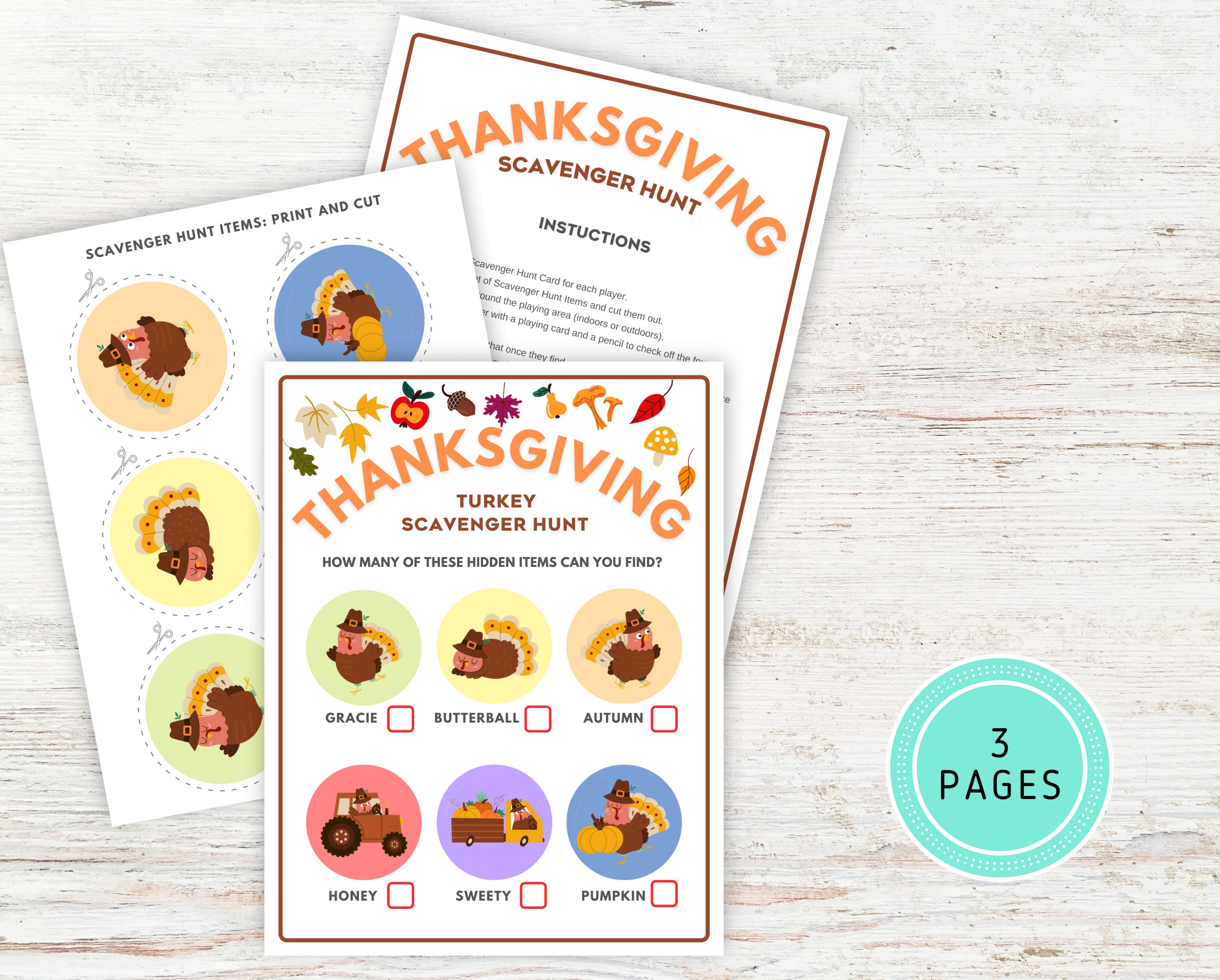 Thanksgiving Scavenger Hunt for Kids, Printable Thanksgiving Games ...