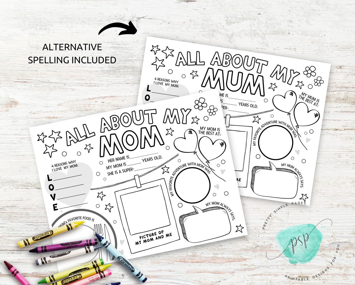 All About My Mom Printable Mother's Day Craft - Etsy