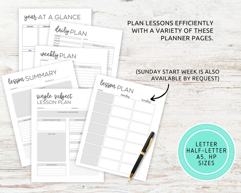 Teacher Planner Printable Lesson Planner Teaching Planner - Etsy