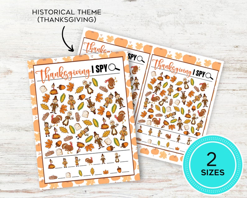 I Spy Thanksgiving Printable Thanksgiving Games for (Instant Download ...