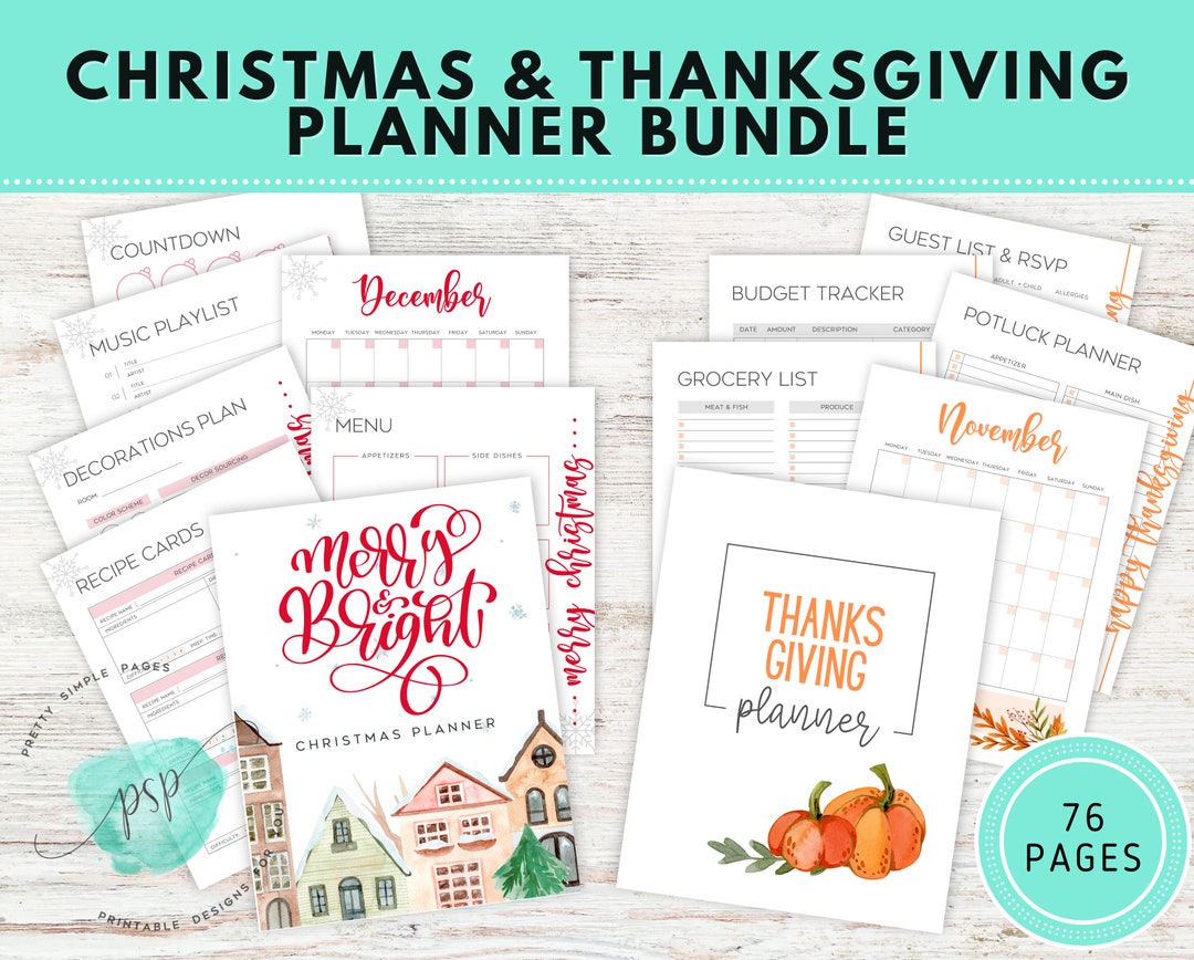 Thanksgiving and Christmas Planner Bundle, Holiday Planners, Holiday ...