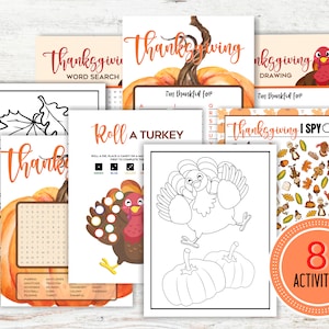 Printable Thanksgiving Activity Bundle, Thanksgiving Games for Kids ...
