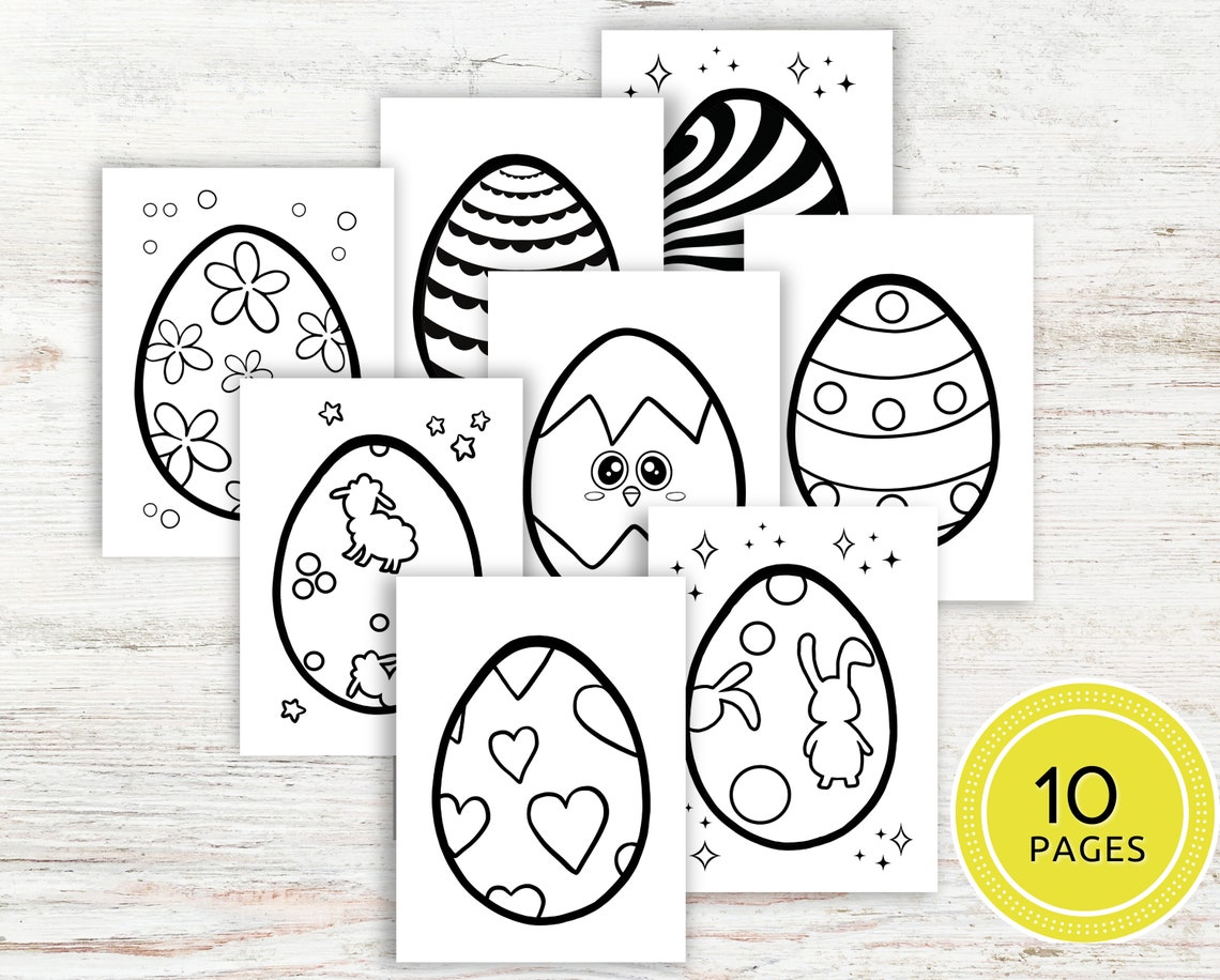 Large Easter Egg Coloring Pages for Toddlers and Preschool - Etsy