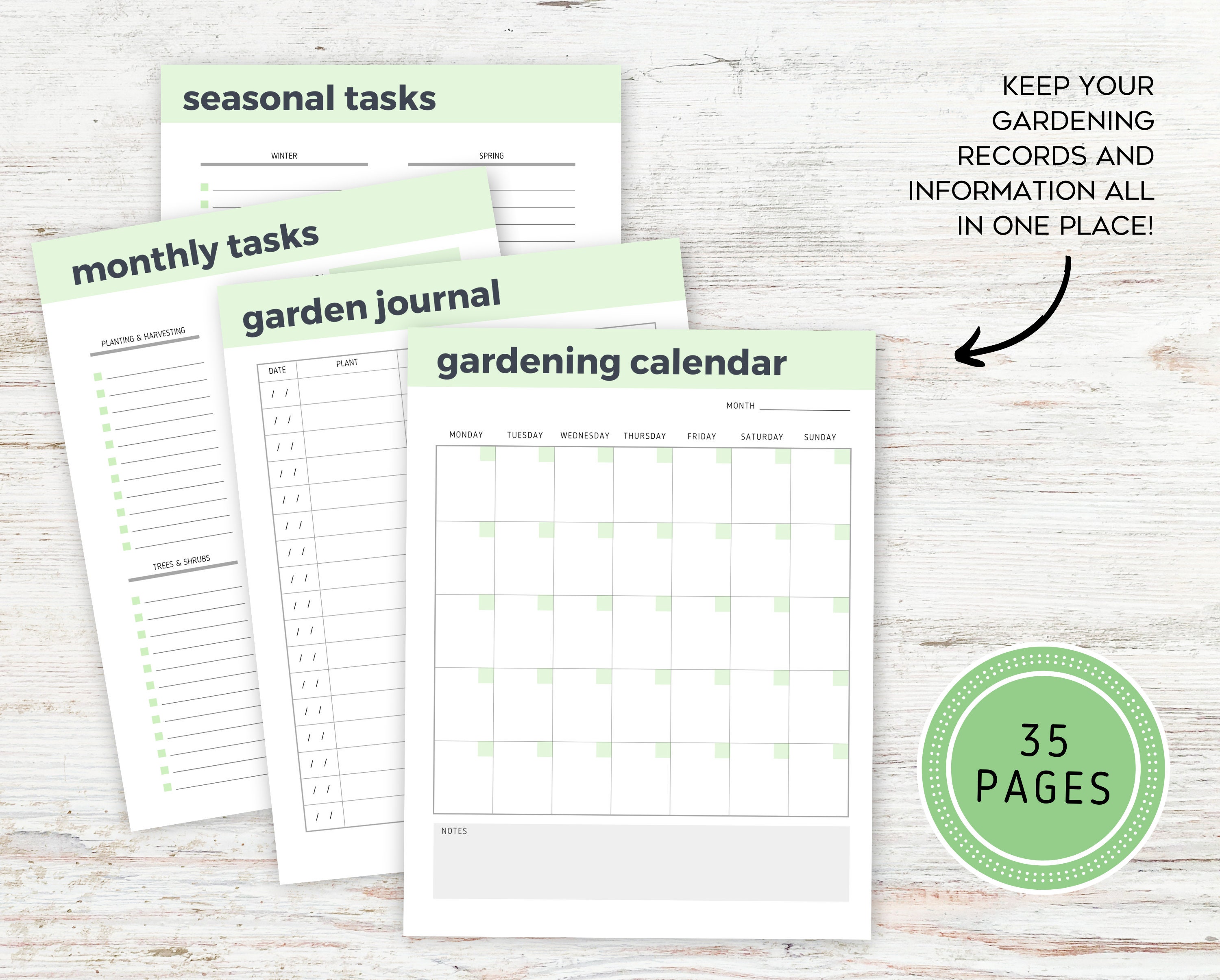 Garden Planner Printable Gardening Log Garden Journal | Etsy