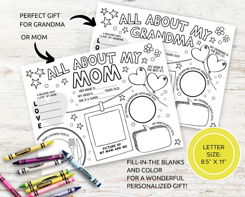 All About My Mom Printable Mother's Day Craft - Etsy