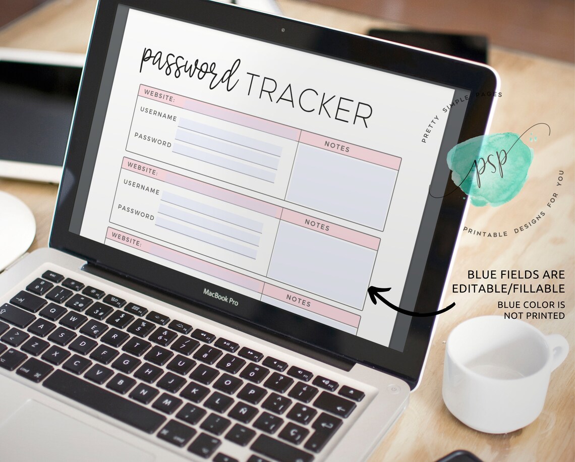 Editable Fillable Password Tracker, Password Log, Password Organizer ...