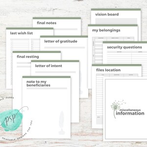 Fillable End of Life Planner, Beneficiary Info, Last Wishes Planner ...