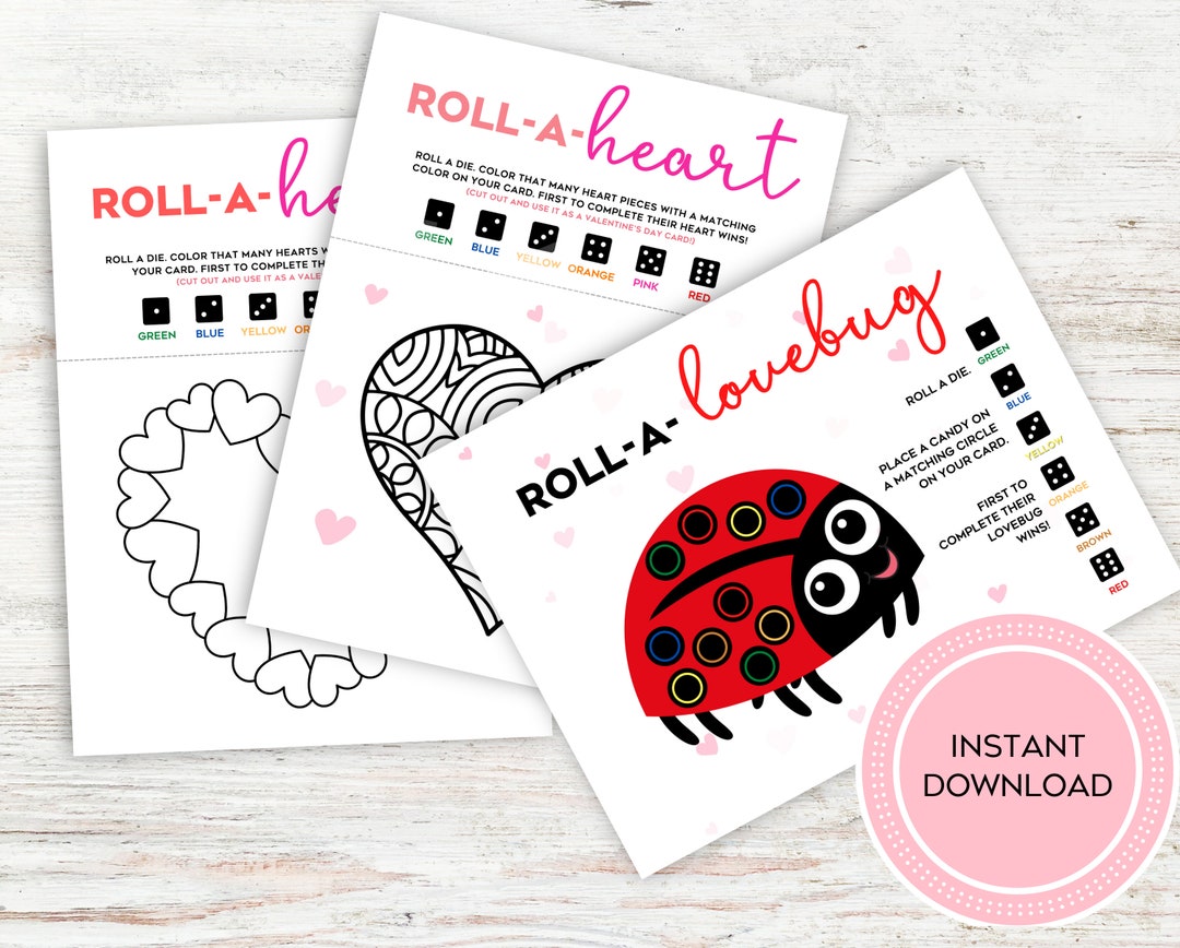 Roll A Lovebug, Roll A Heart, Printable Valentine's Games, Dice Games ...