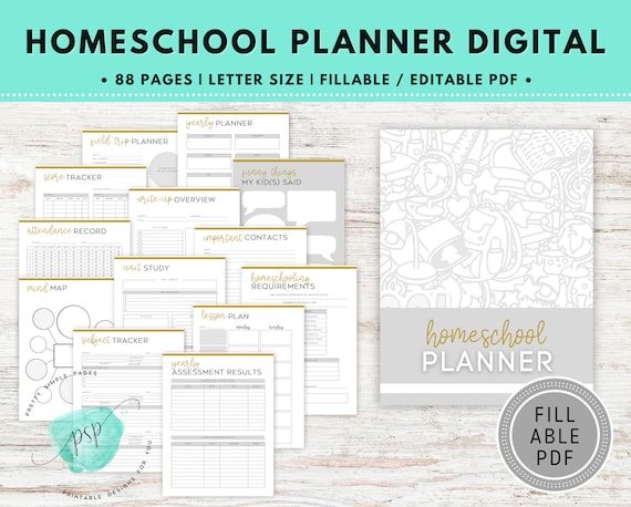 Homeschool Planner Editable PDF Homeschool Lesson Planner - Etsy