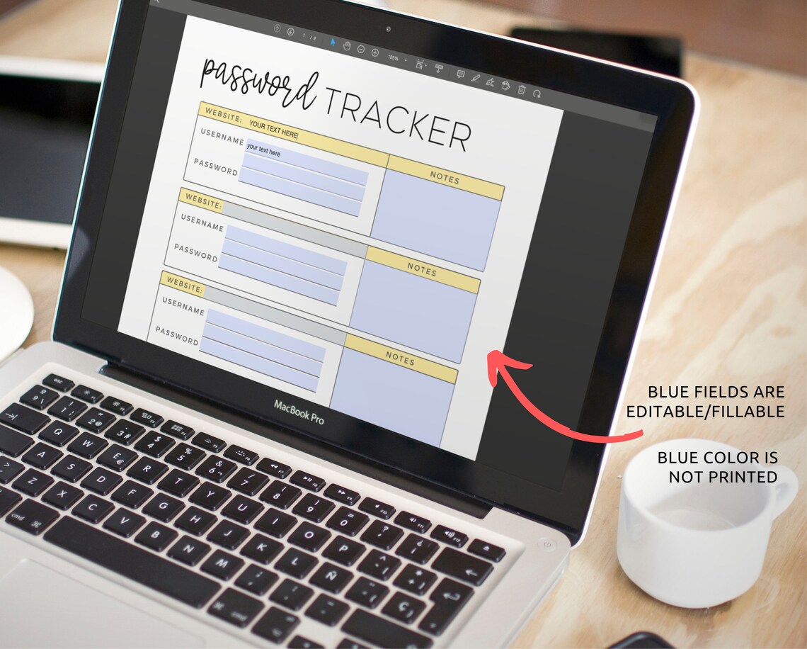 Editable Fillable Password Tracker Password Log Password | Etsy Canada