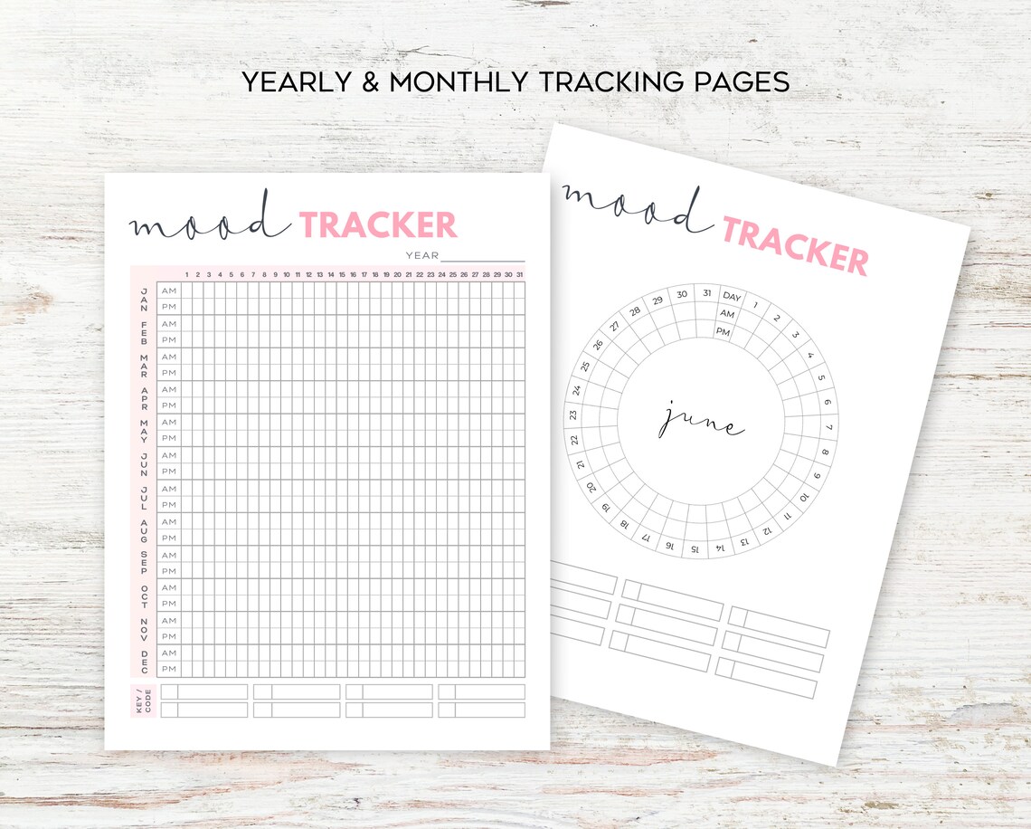 Mood Tracker Printable, Yearly Mood Tracker, Monthly Mood Tracker ...